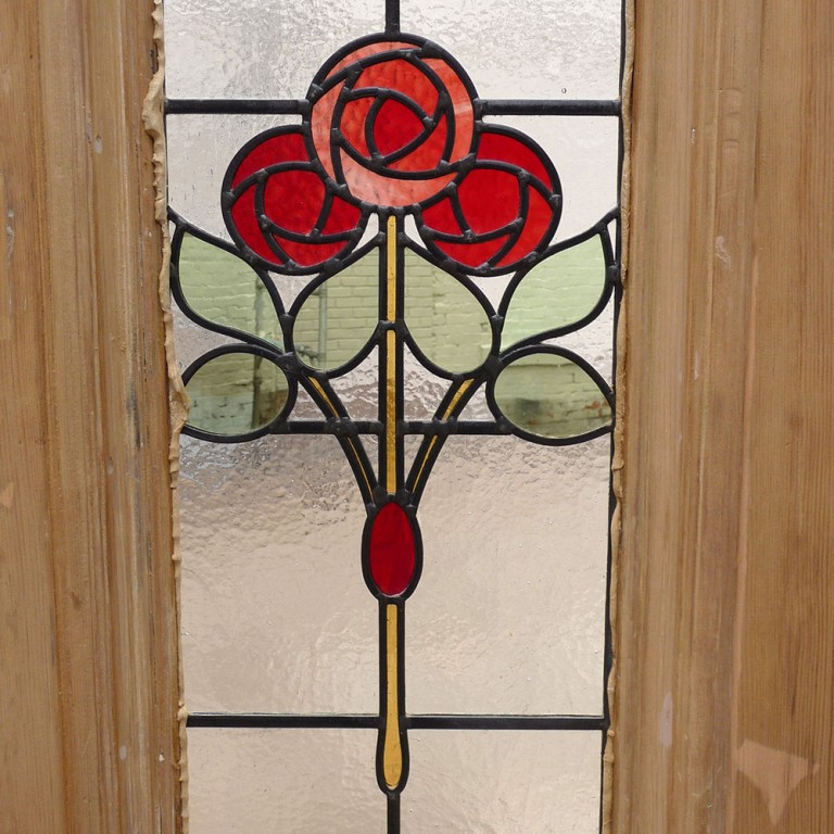 Victorian Mackintosh Rose Stained Glass - From Period Home Style