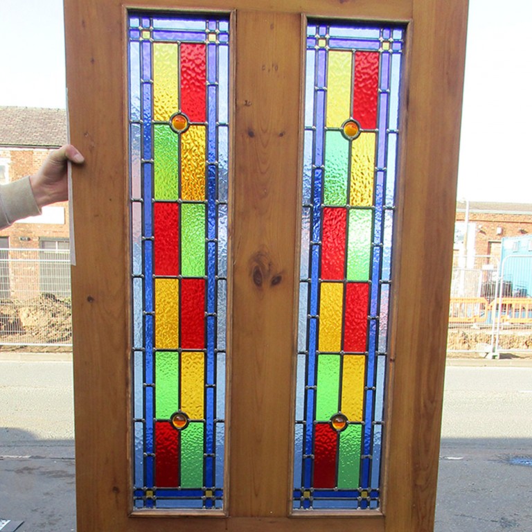 4 Panel Bullseye Stained Glass Interior Door - Period Home Style