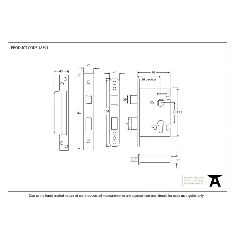 Black Euro Profile Sash Lock 3" | From The Anvil - Period Home Style