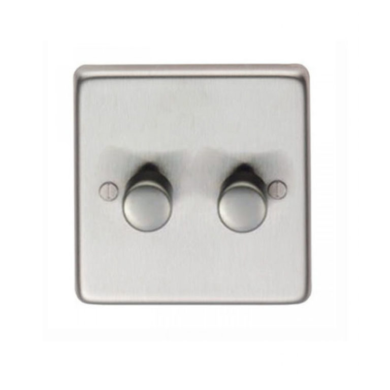 Satin Stainless Steel Double LED Dimmer Switch - Period Home Style