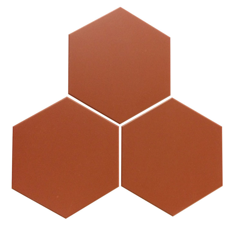 Red Unglazed Hexagonal Ceramic Tiles - From Period Home Style